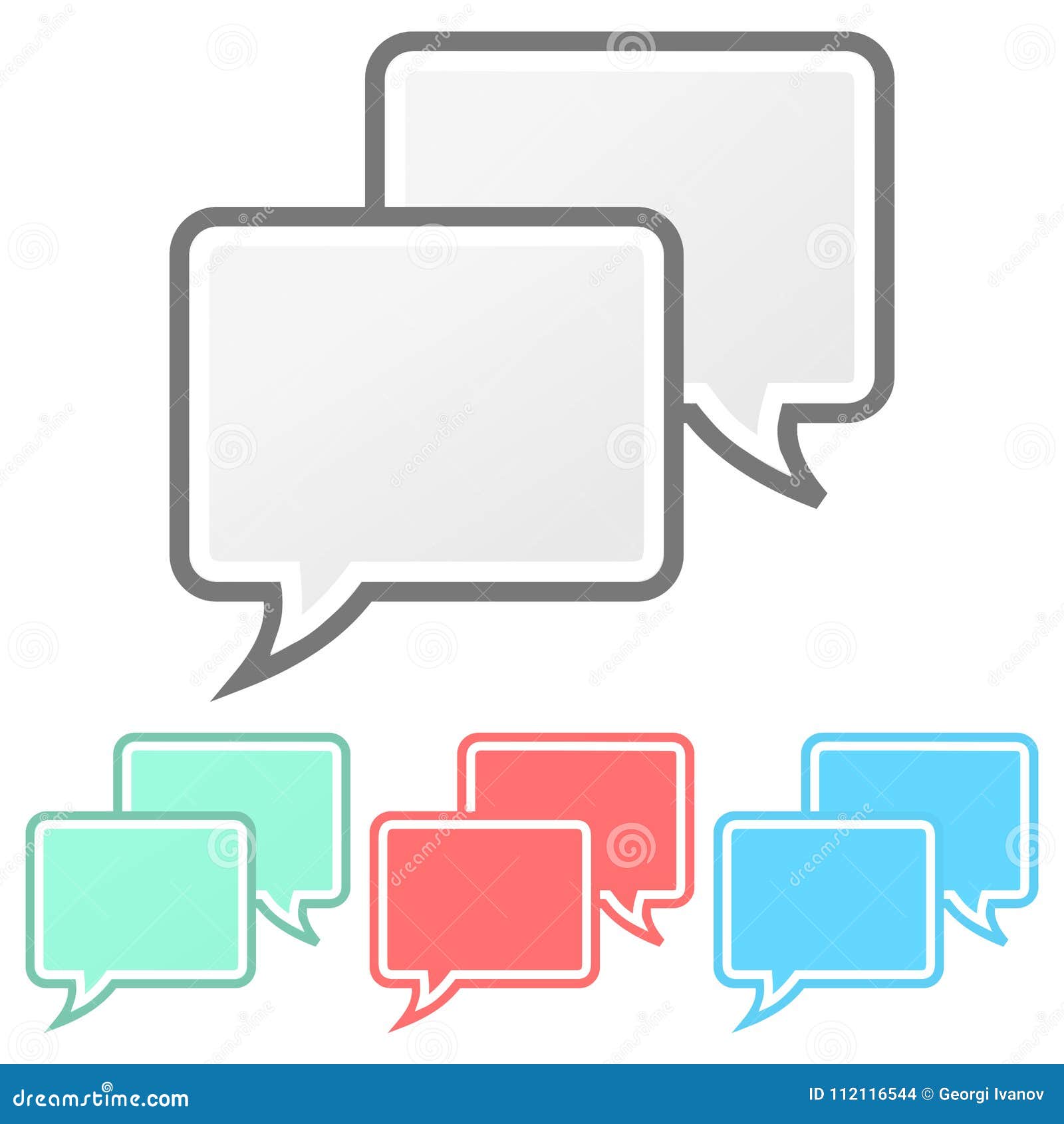 Simple, Flat Icon of Two Speech Bubbles. Four Variations Stock Vector ...