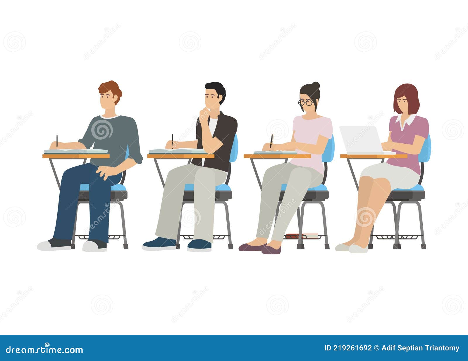 A Group of Student. Simple Flat Illustration. Stock Illustration ...