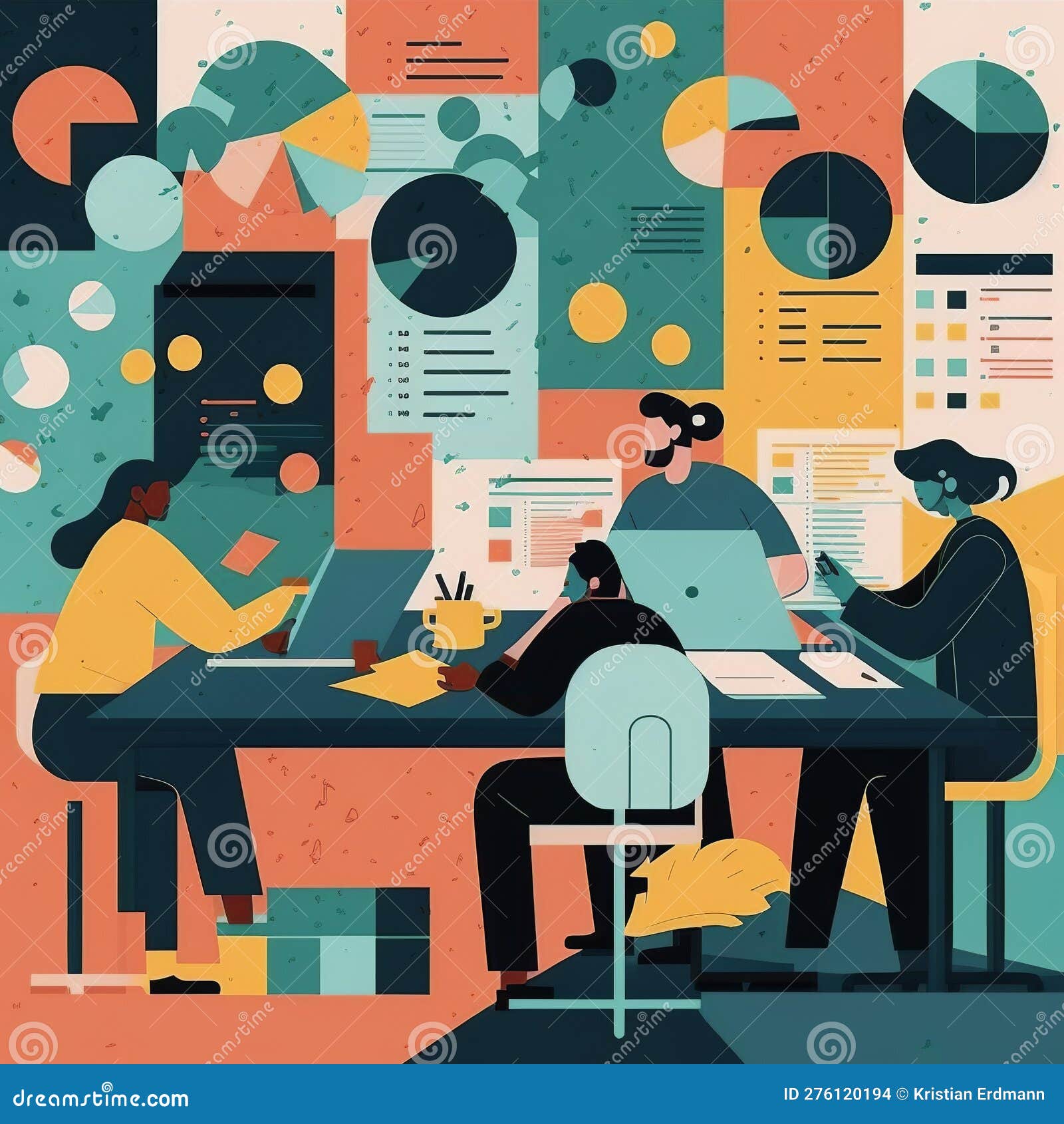 UX Research Team Analyzing User Data, Flat Illustration Stock ...