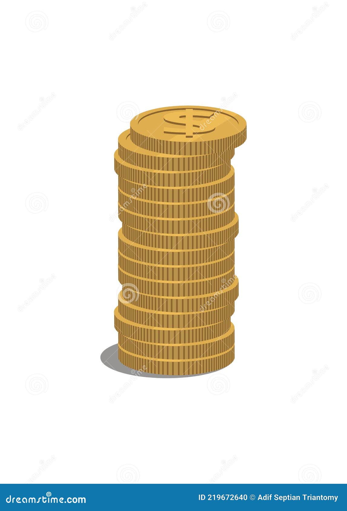 Dollar Coin Tall Stack. Simple Flat Illustration. Stock Vector ...