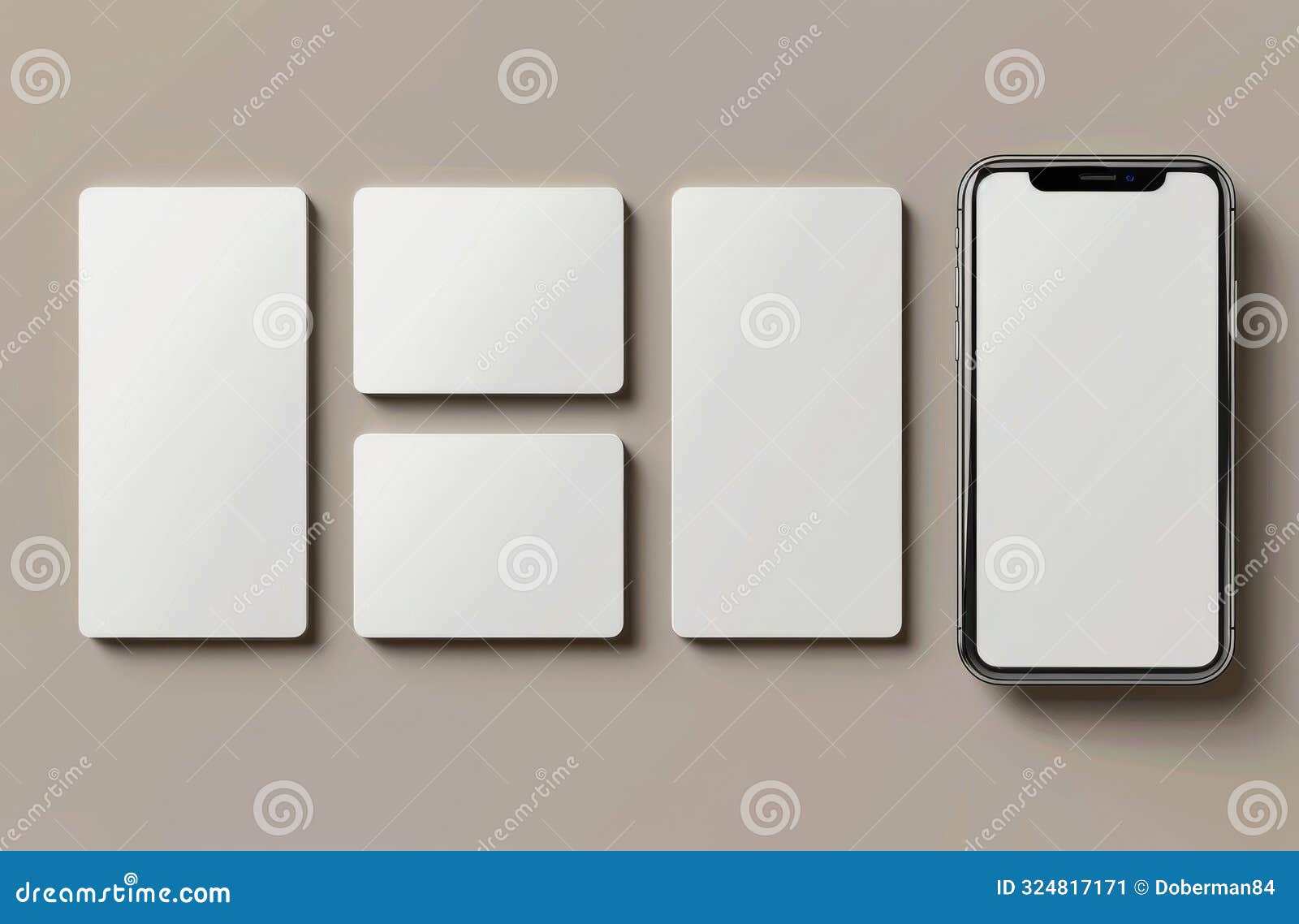 Minimalist Illustration of Blank White Shapes Including a Smartphone on ...