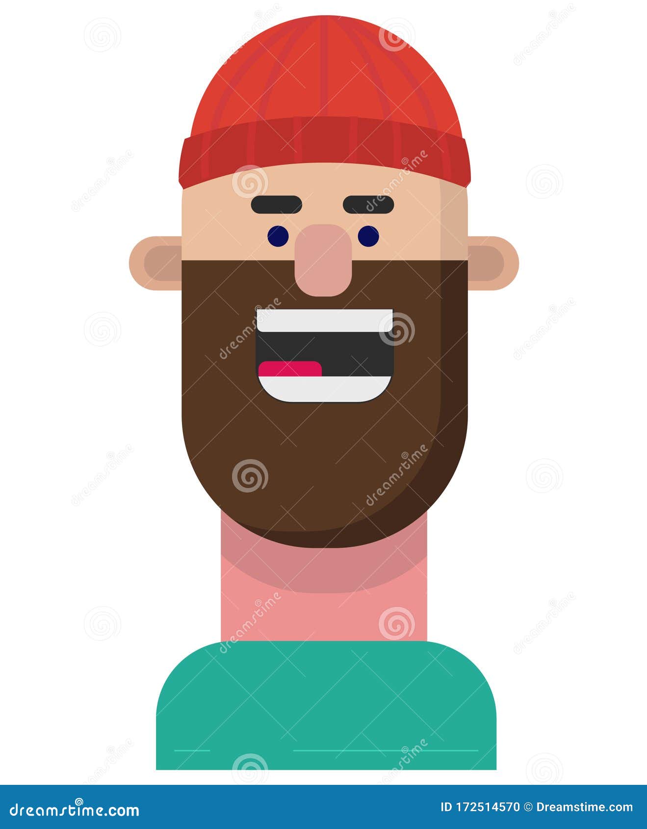 Simple Flat Illustration of a Happy Man in a Hat. Stock Vector ...