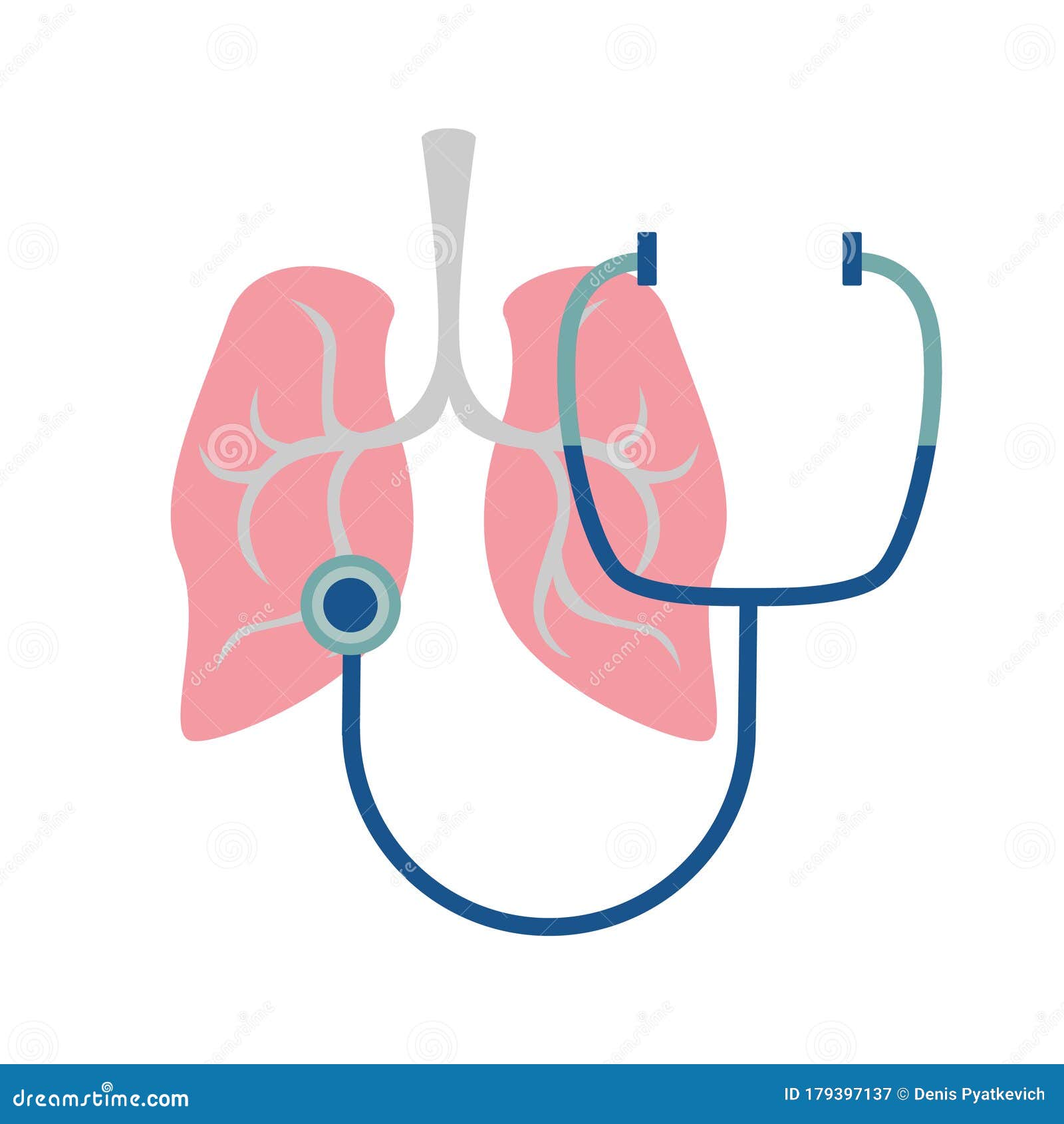Simple Flat Illustration Of The Lungs And A Stethoscope Stock Vector