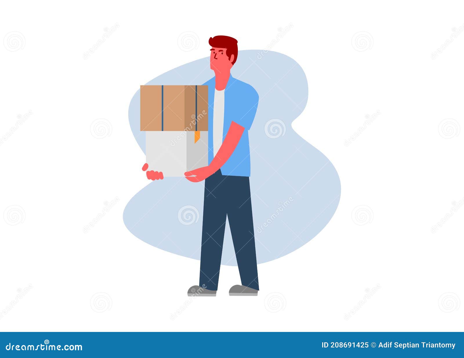 Man Moving Boxes. Simple Flat Illustration Stock Vector - Illustration ...