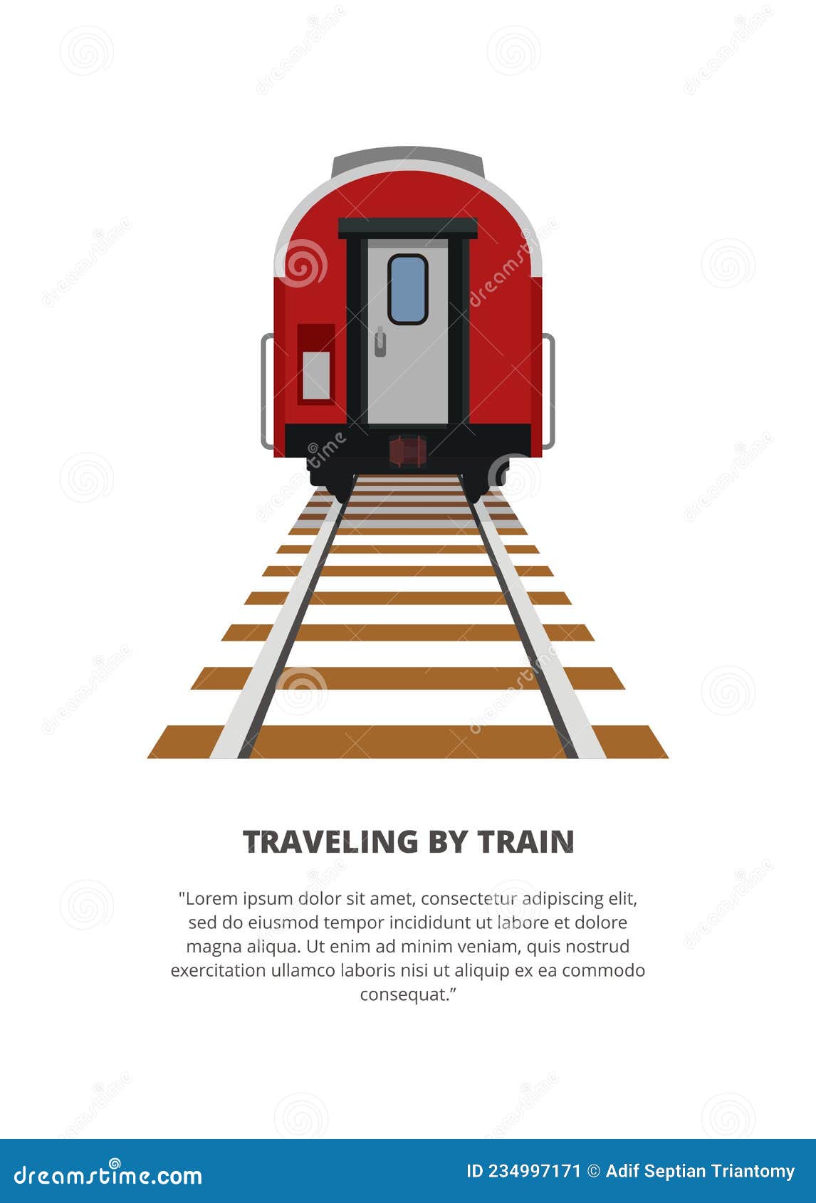 Passenger Train Rear View. Simple Flat Illustration in Perspective View ...
