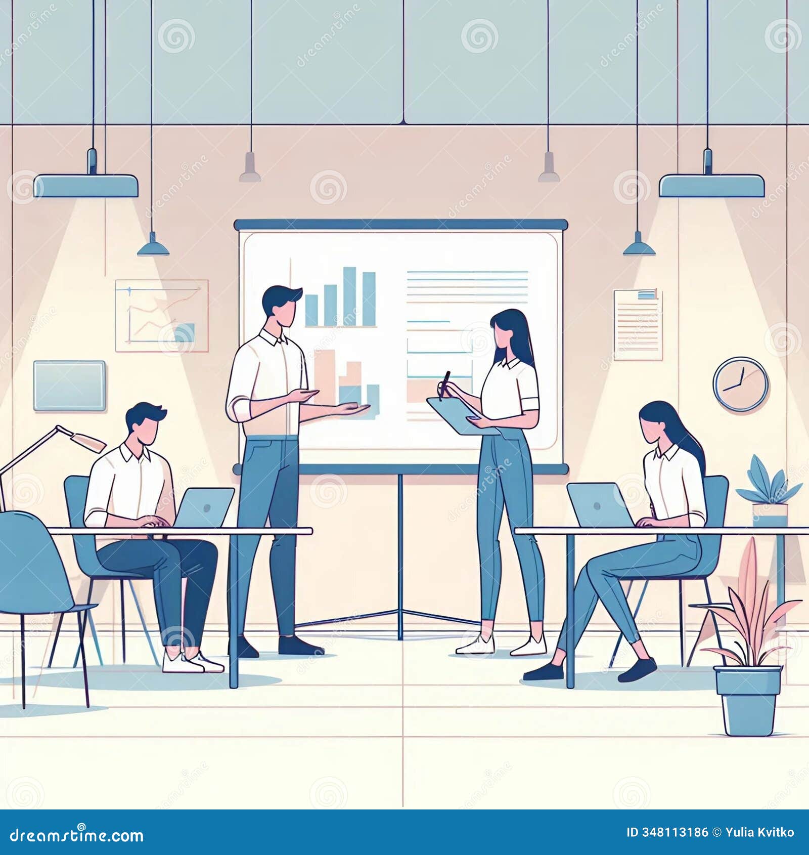 A Simple Flat Illustration of a Pitch Deck Presentation, Featuring a ...