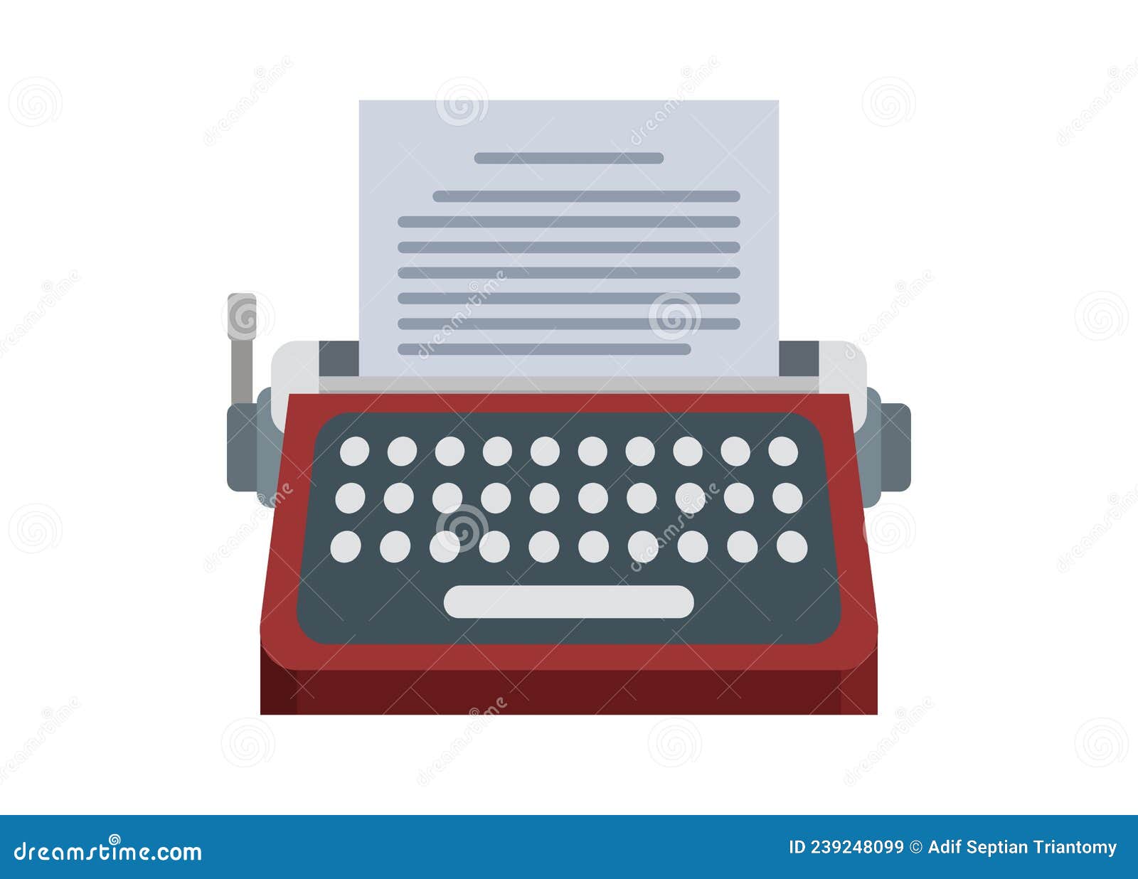 Typewriter, Front View. Ink Black And White Drawing. Cartoon Vector ...