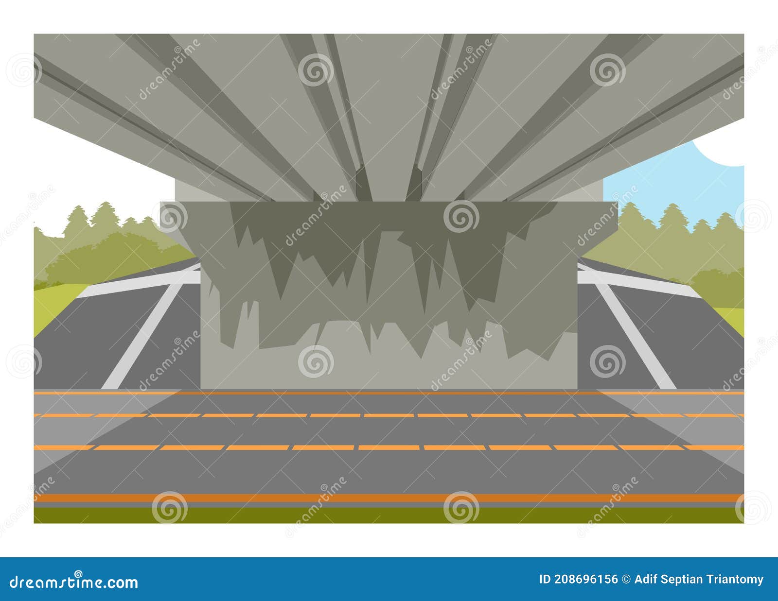 Under the Bridge View. Simple Flat Illustration Stock Vector ...