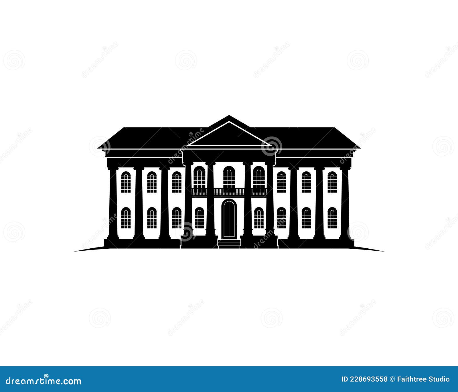 Simple Flat Illustrtaion of Classic Colonial Building Stock Vector ...
