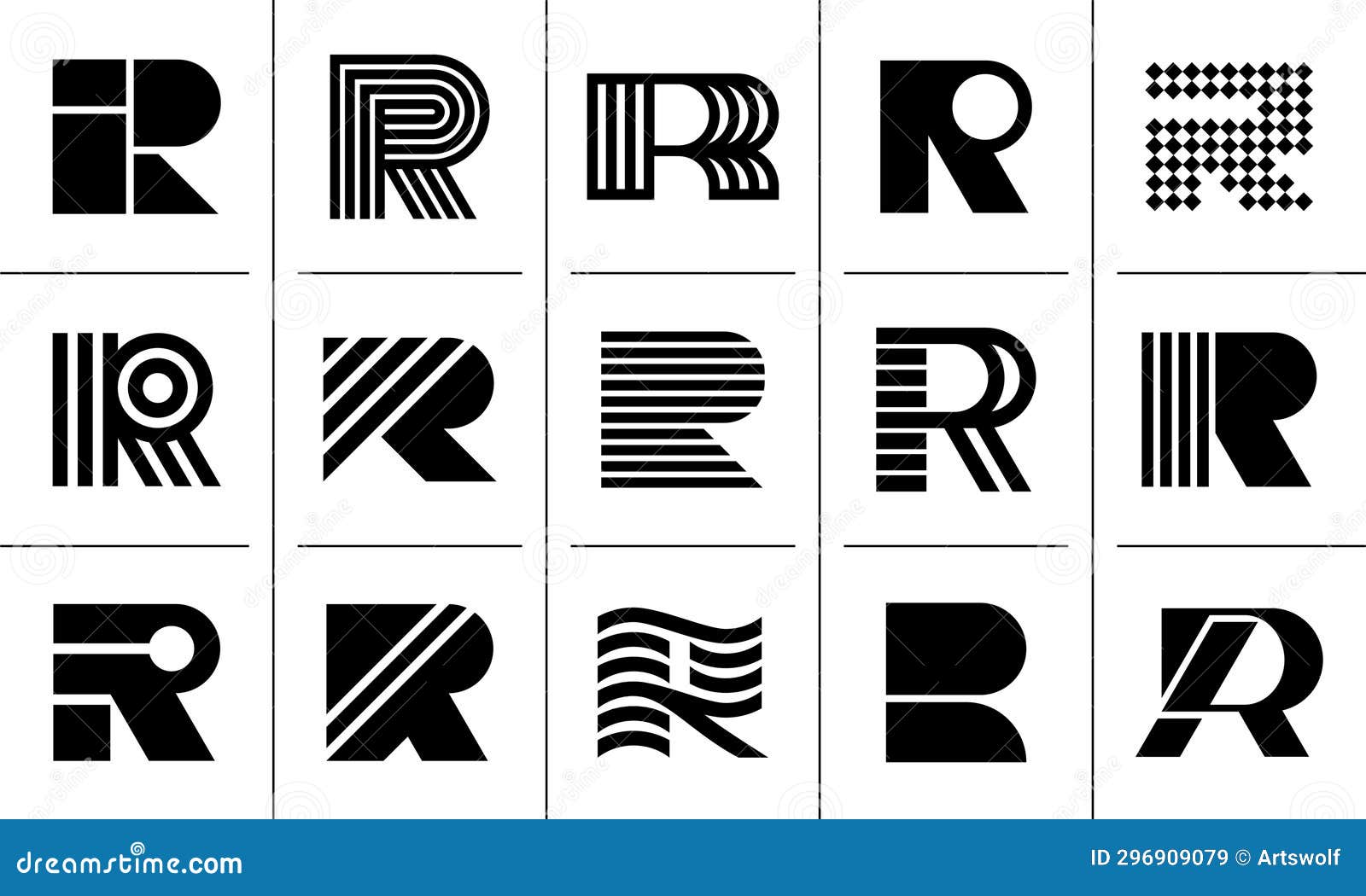 Simple Flat Line Letter R Logo Icon Design Set Stock Illustration ...