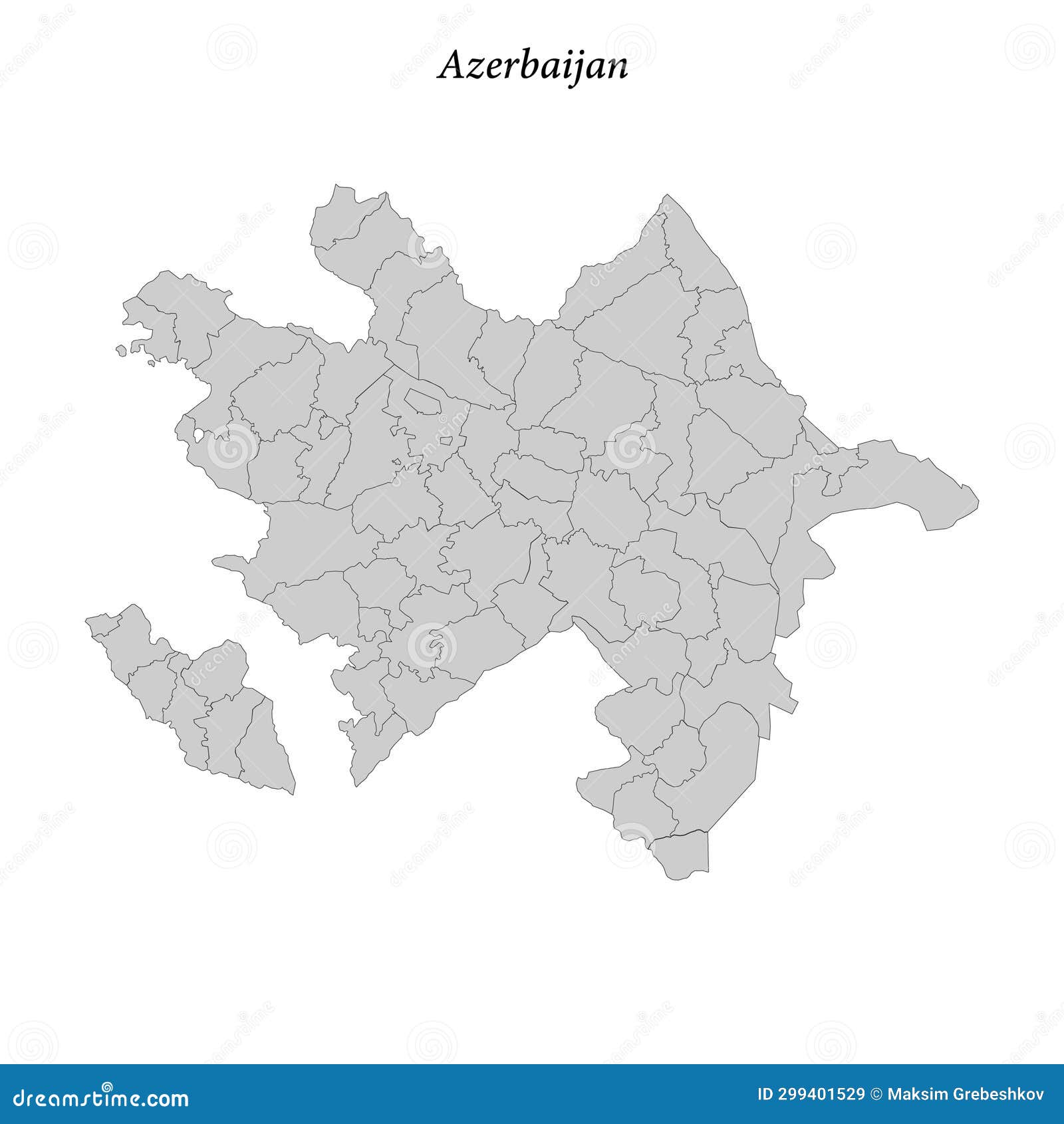 Simple Flat Map of Azerbaijan with Borders Stock Vector - Illustration ...