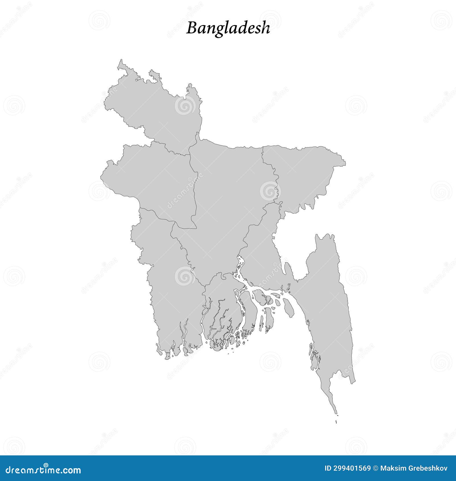 Simple Flat Map of Bangladesh with Borders Stock Illustration ...