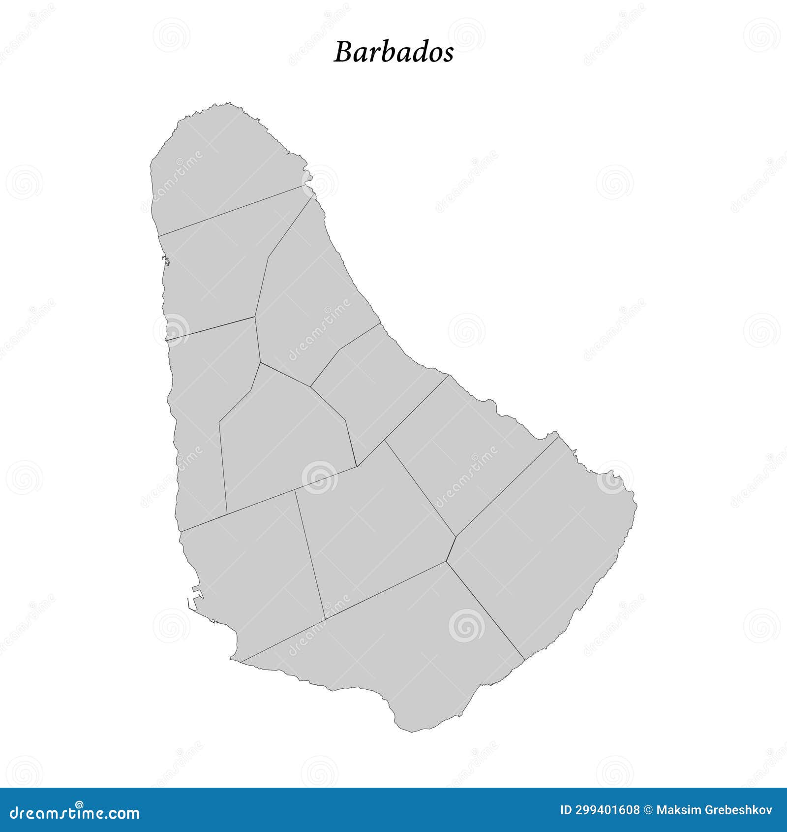 Simple Flat Map of Barbados with Borders Stock Vector - Illustration of ...