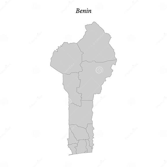 Simple Flat Map of Benin with Borders Stock Illustration - Illustration ...