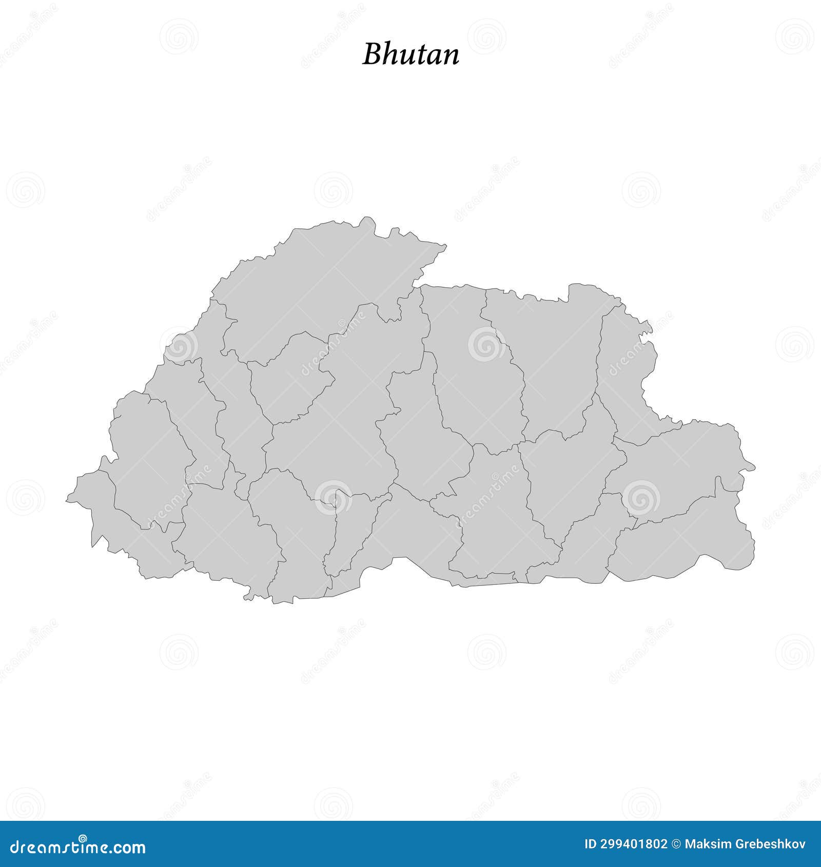 Simple Flat Map of Bhutan with Borders Stock Illustration ...
