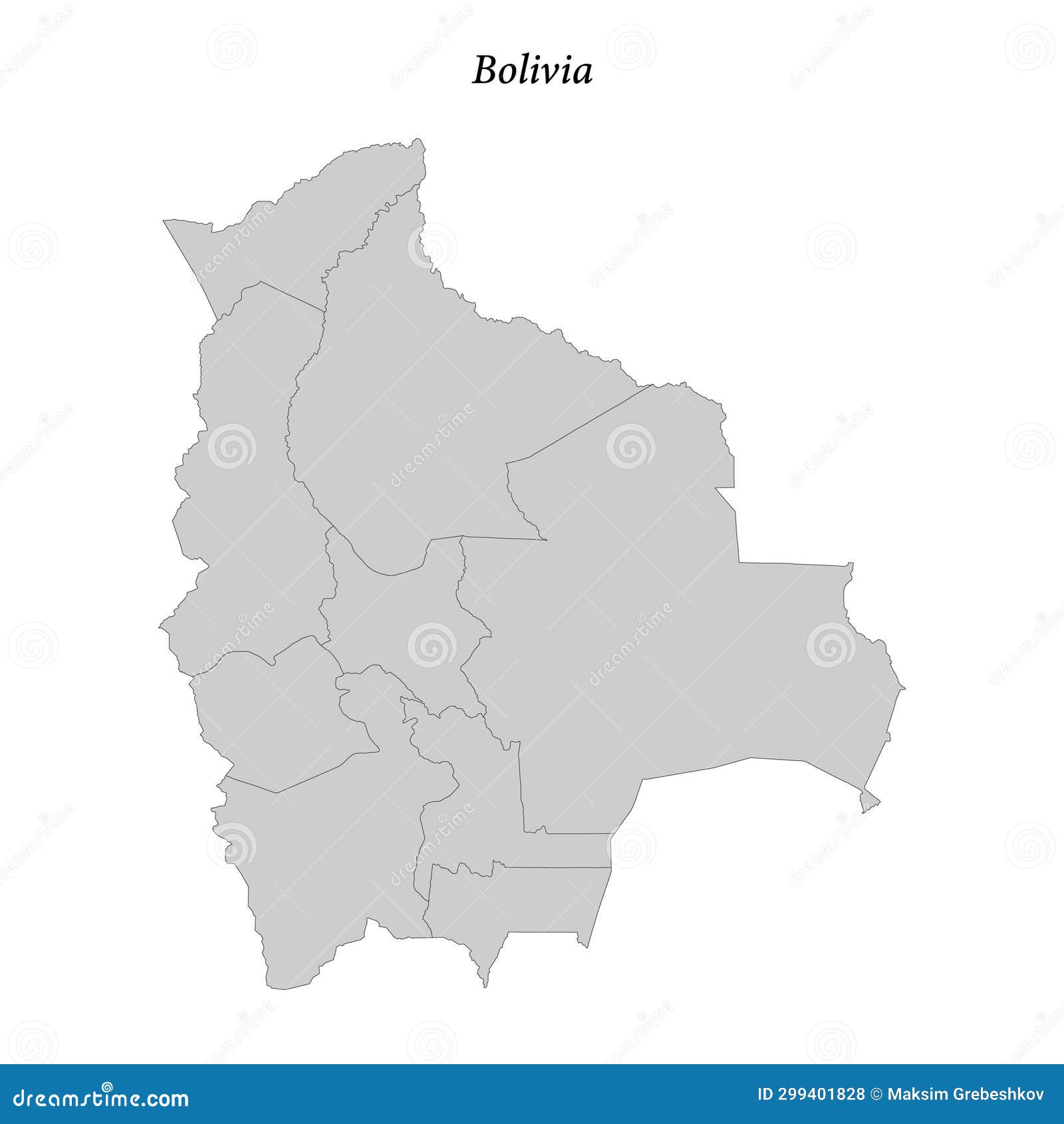 Simple Flat Map of Bolivia with Borders Stock Illustration ...