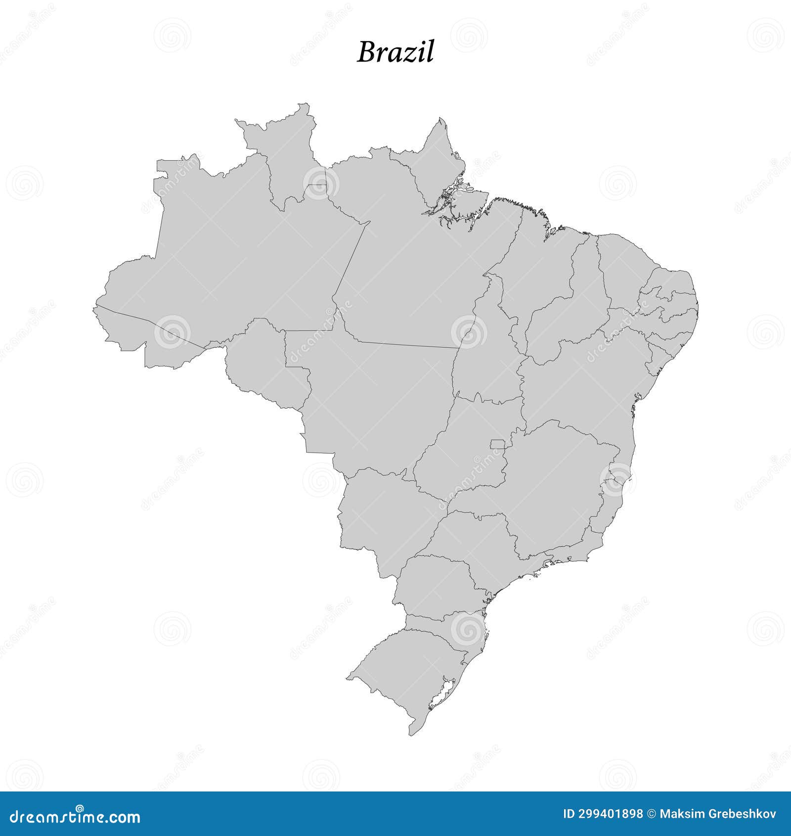 Simple Flat Map of Brazil with Borders Stock Illustration ...