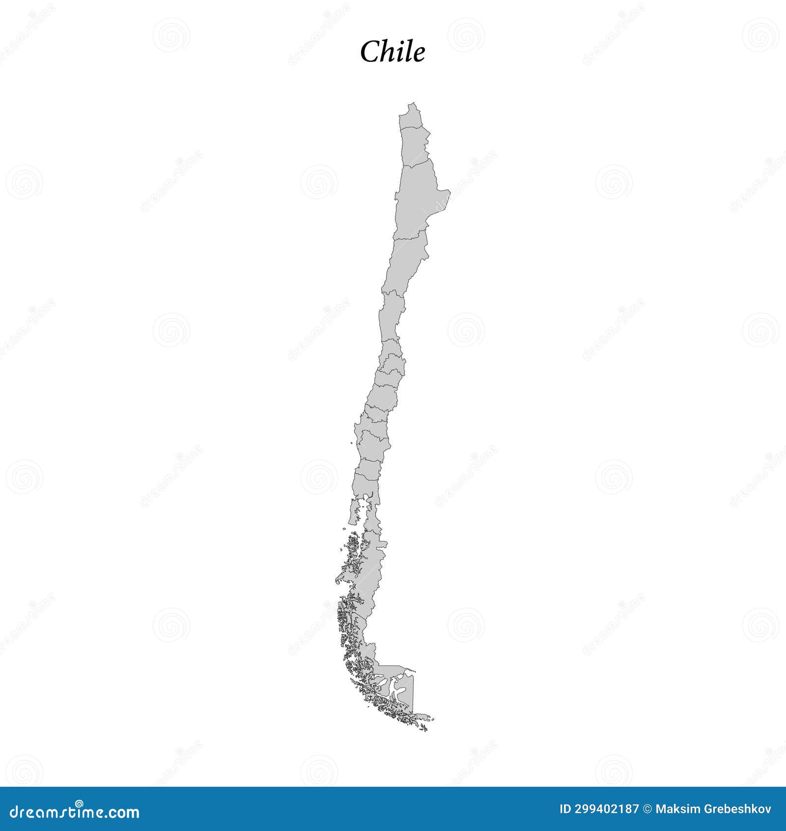 Simple Flat Map of Chile with Borders Stock Vector - Illustration of ...