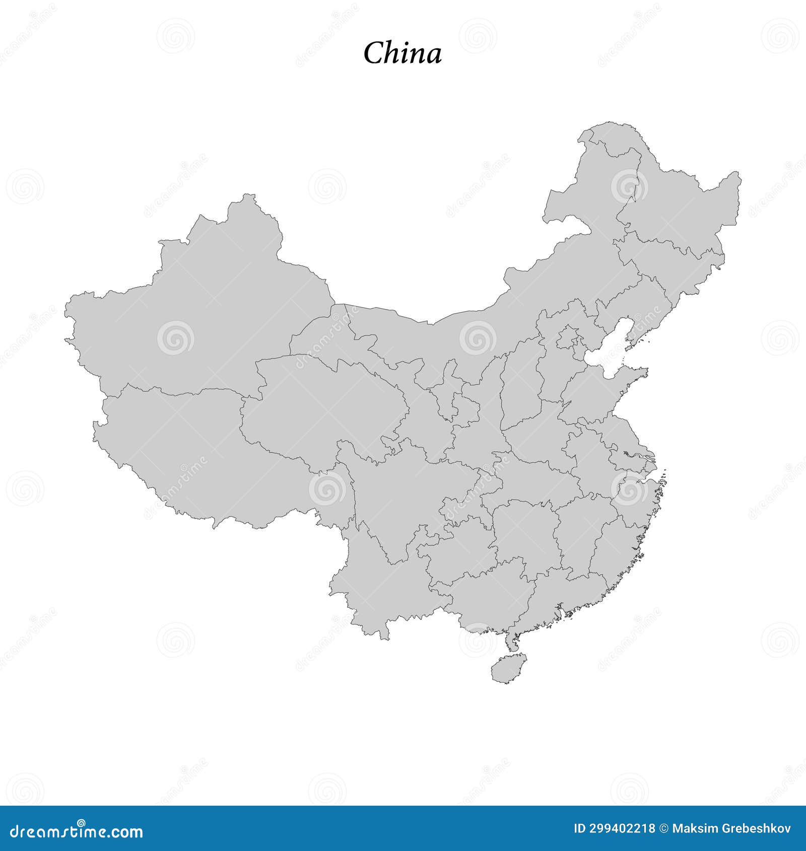 Simple Flat Map of China with Borders Stock Vector - Illustration of ...