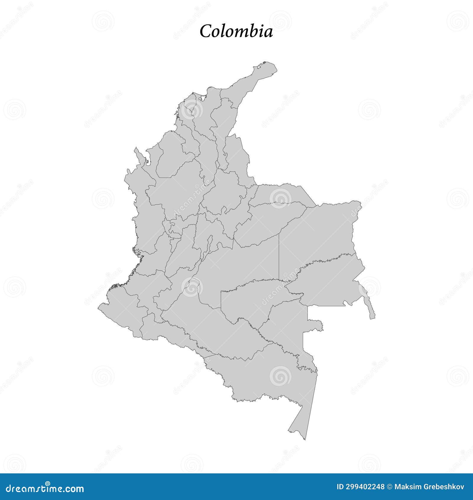 Simple Flat Map of Colombia with Borders Stock Illustration ...