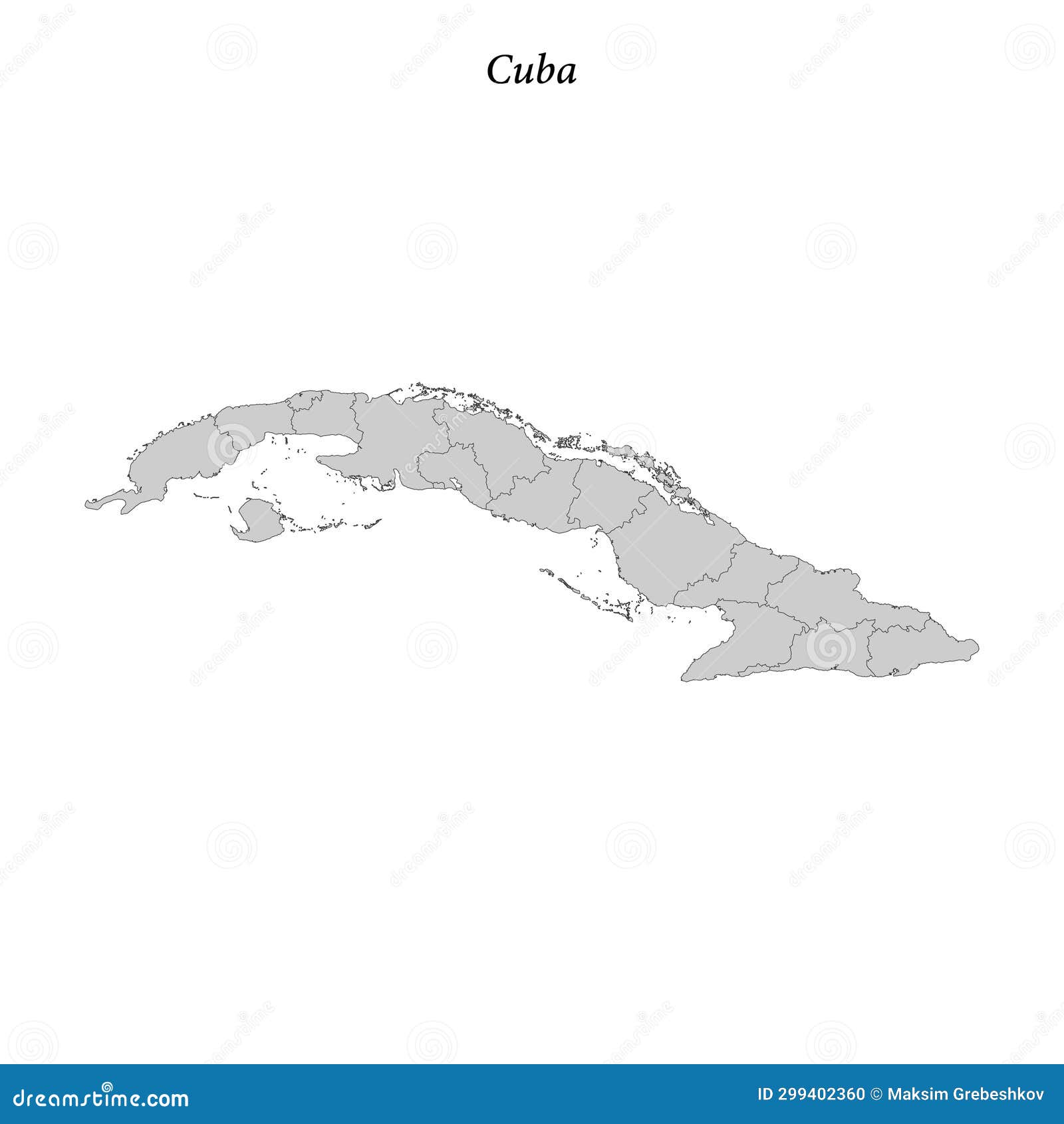 Simple Flat Map of Cuba with Borders Stock Illustration - Illustration ...