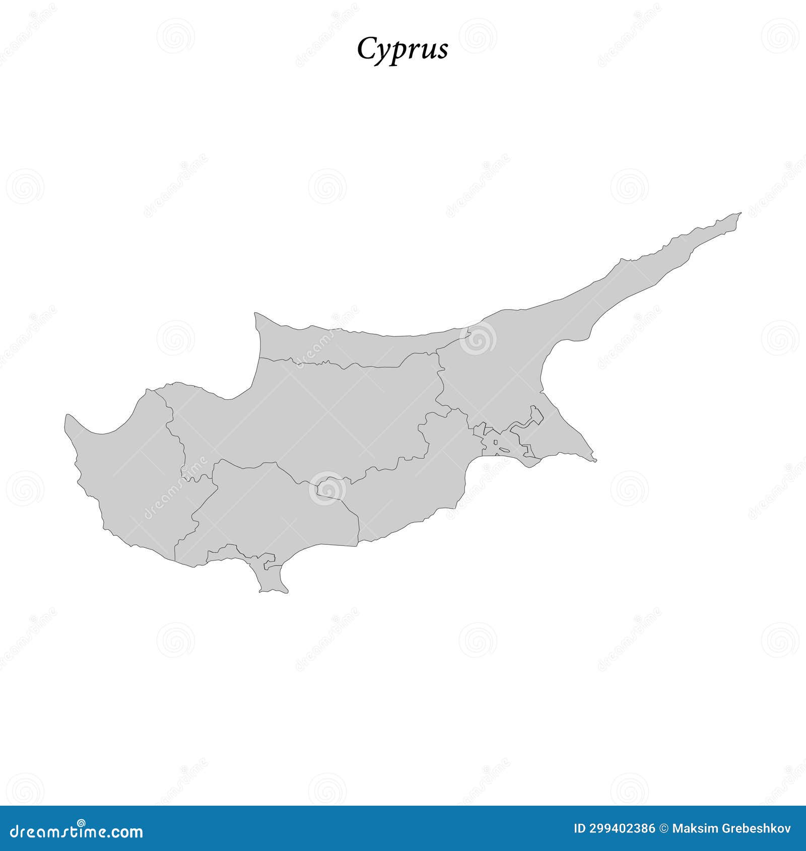Simple Flat Map Of Cyprus With Borders Vector Illustration ...