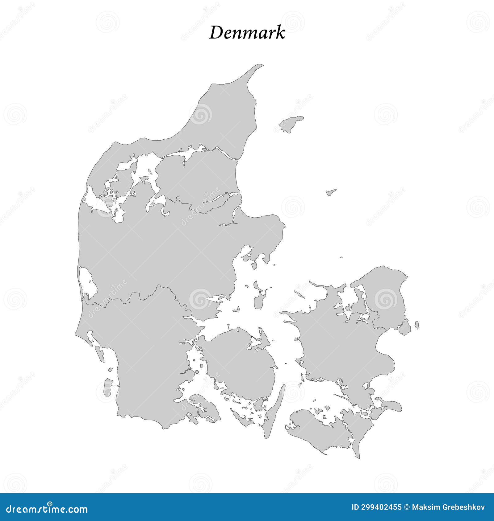 Simple Flat Map of Denmark with Borders Stock Illustration ...
