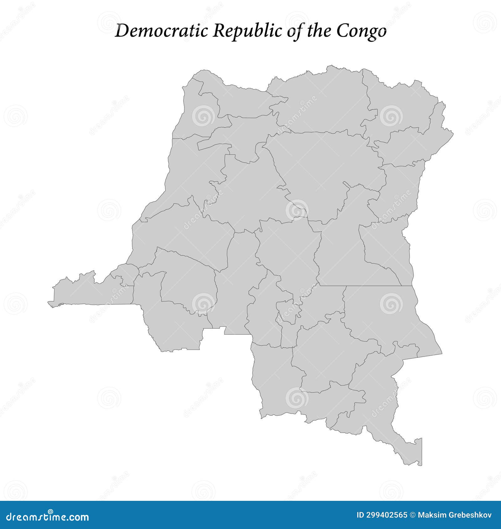 Simple Flat Map of DR Congo with Borders Stock Illustration ...