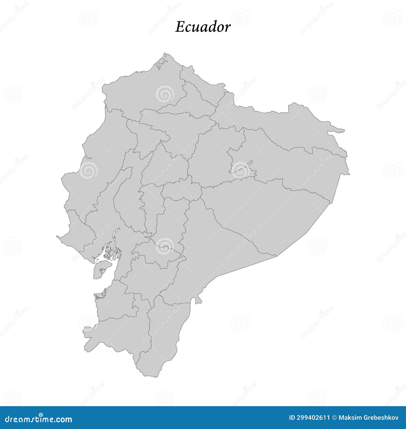 Simple Flat Map of Ecuador with Borders Stock Illustration ...