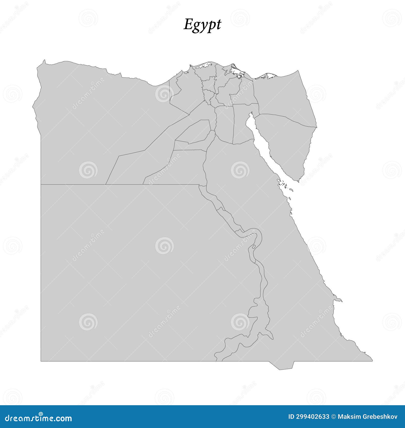 Simple Flat Map of Egypt with Borders Stock Vector - Illustration of ...