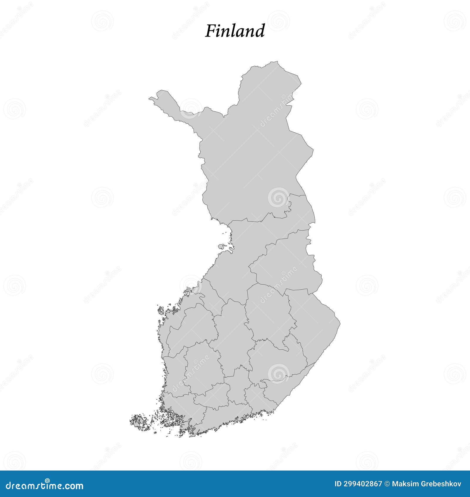 Simple Flat Map of Finland with Borders Stock Vector - Illustration of ...