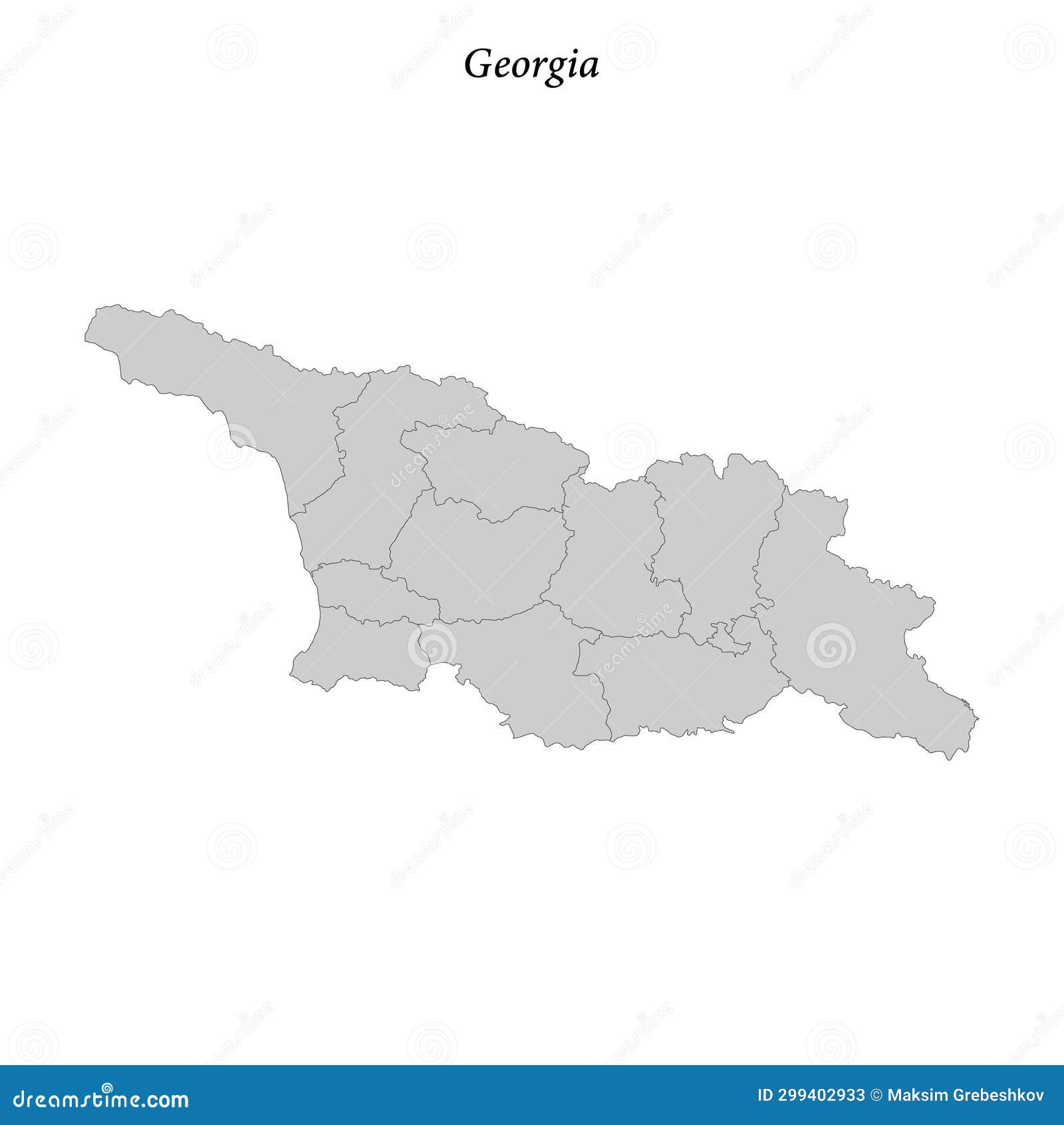 Simple Flat Map of Georgia with Borders Stock Illustration ...