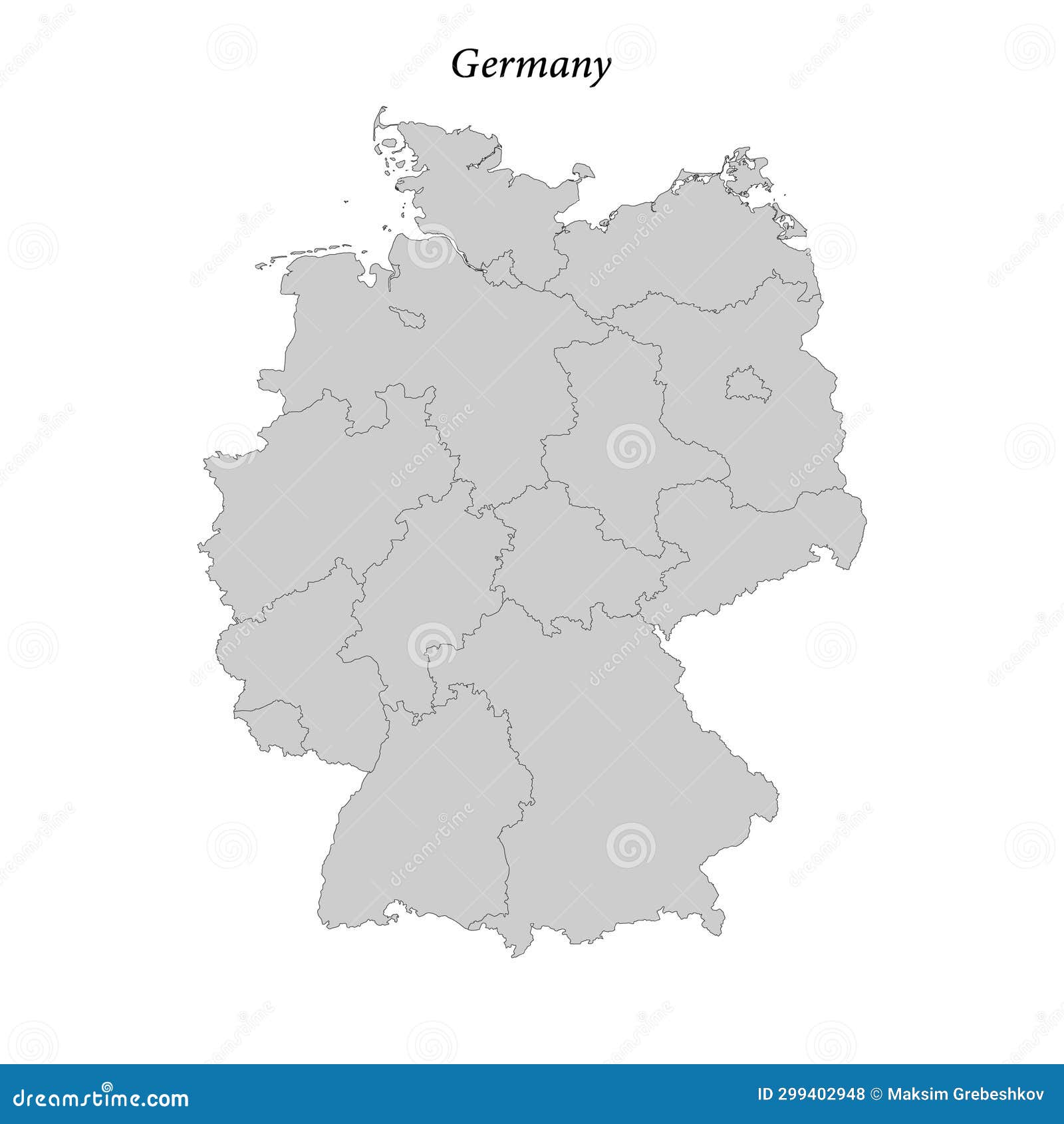 Simple Flat Map of Germany with Borders Stock Vector - Illustration of ...