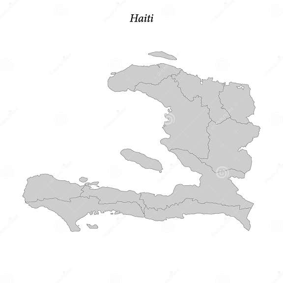 Simple Flat Map of Haiti with Borders Stock Vector - Illustration of ...