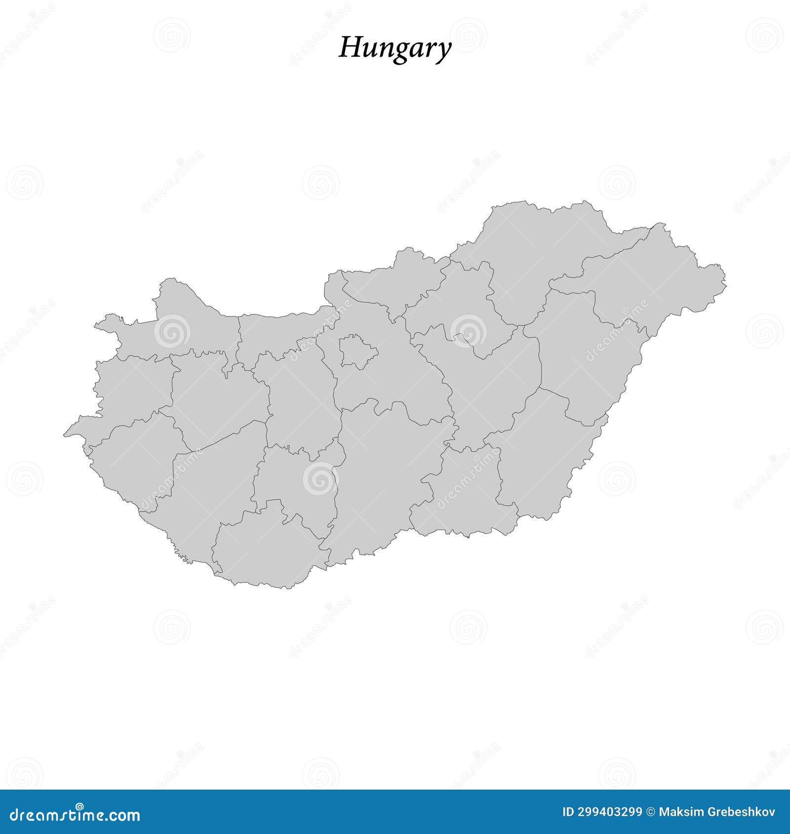 Simple Flat Map of Hungary with Borders Stock Illustration ...