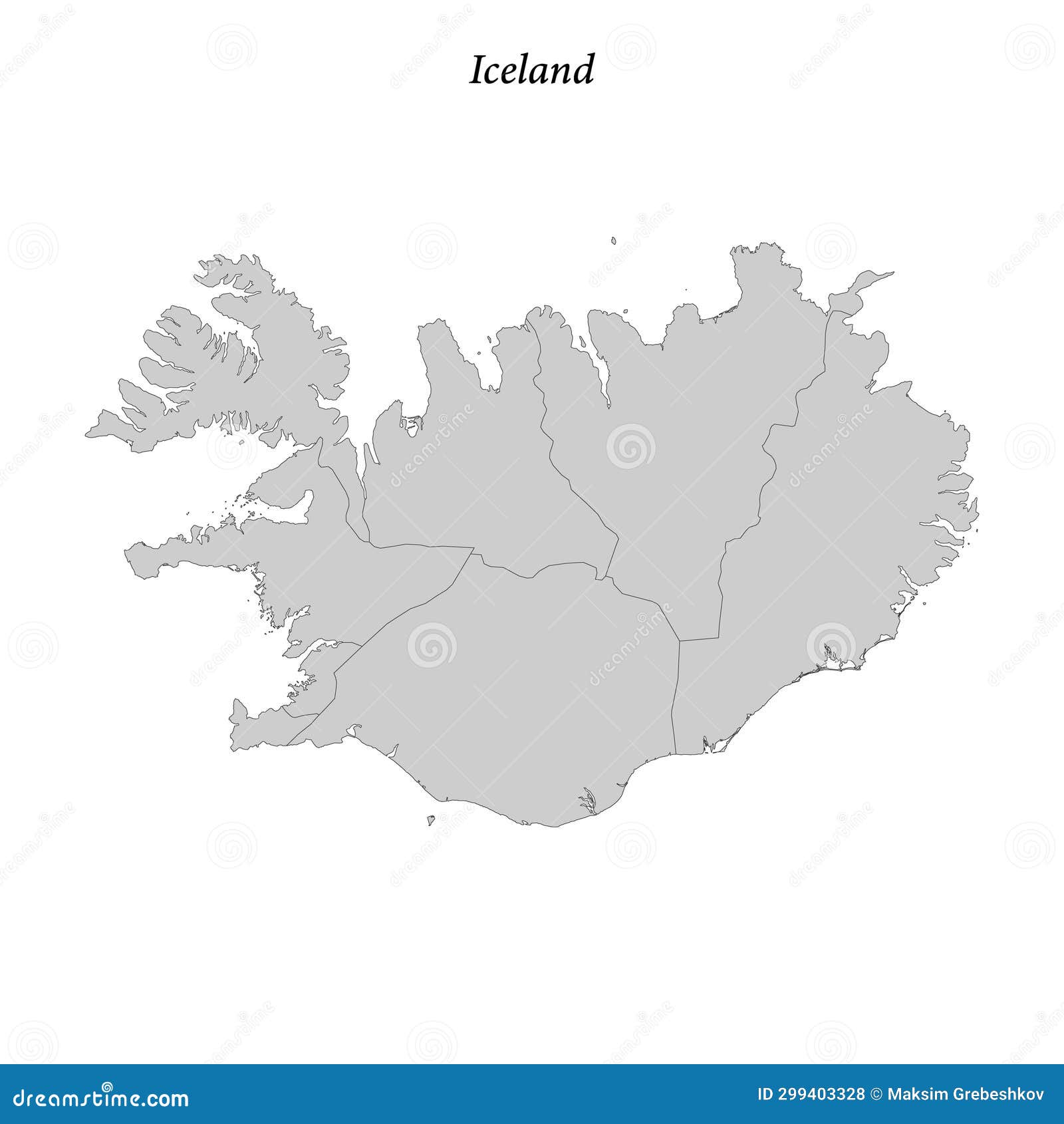 Simple Flat Map of Iceland with Borders Stock Illustration ...