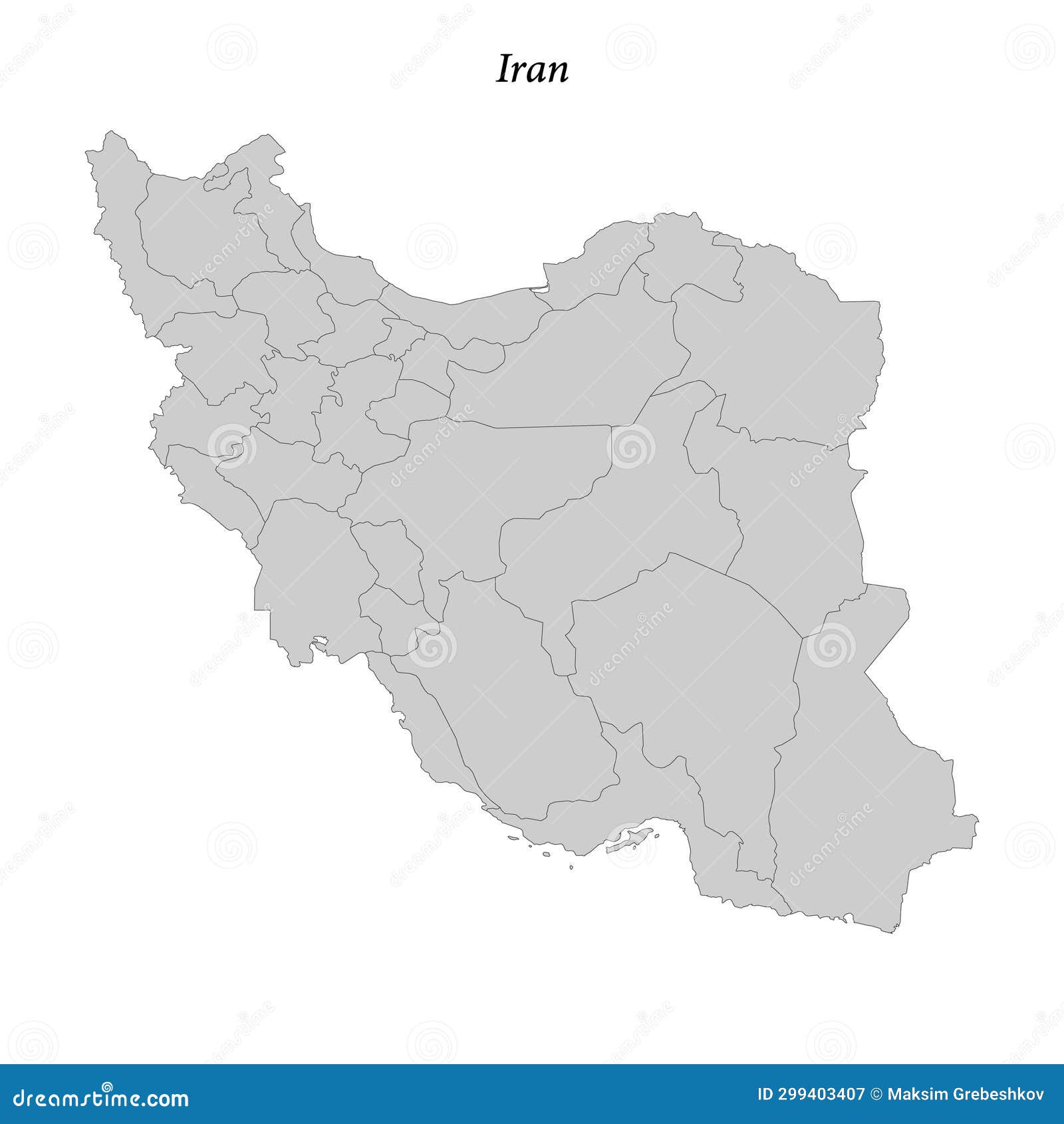 Simple Flat Map of Iran with Borders Stock Illustration - Illustration ...