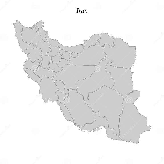 Simple Flat Map of Iran with Borders Stock Illustration - Illustration ...