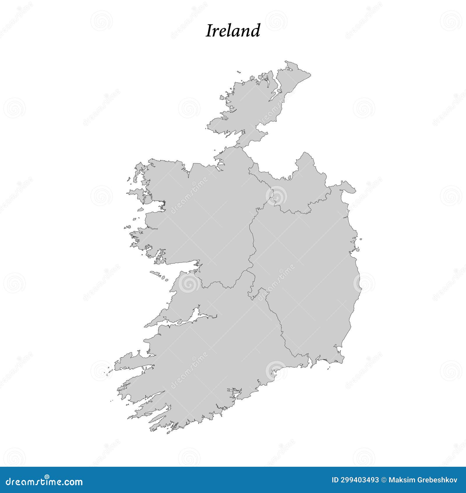 Simple Flat Map of Ireland with Borders Stock Vector - Illustration of ...