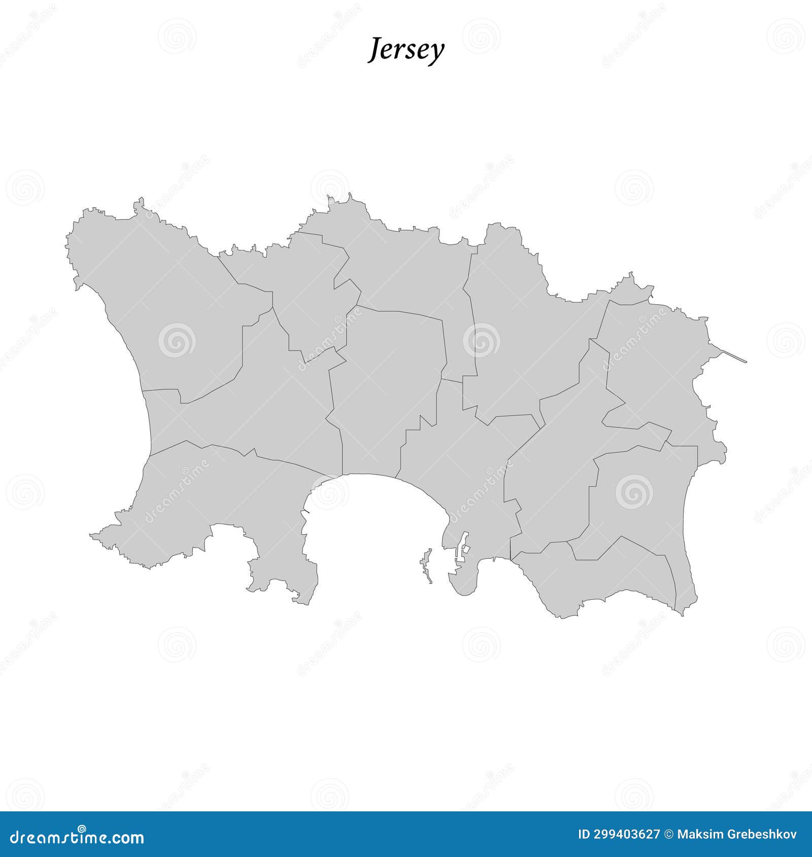 Simple Flat Map of Jersey with Borders Stock Vector - Illustration of ...