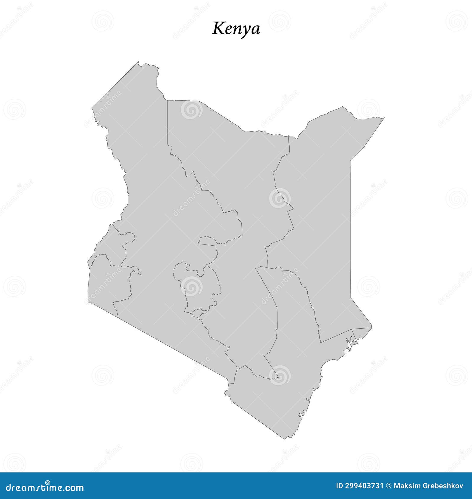 Simple Flat Map of Kenya with Borders Stock Illustration - Illustration ...