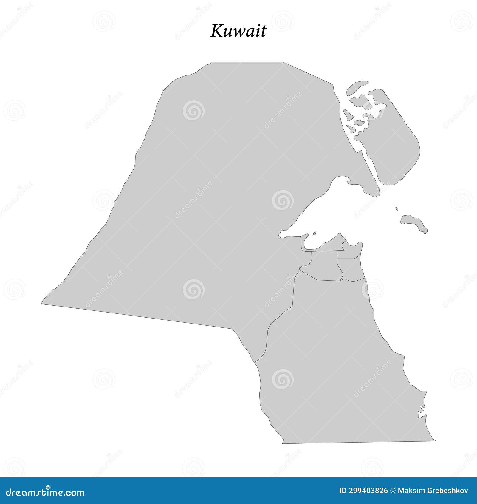 Simple Flat Map of Kuwait with Borders Stock Vector - Illustration of ...