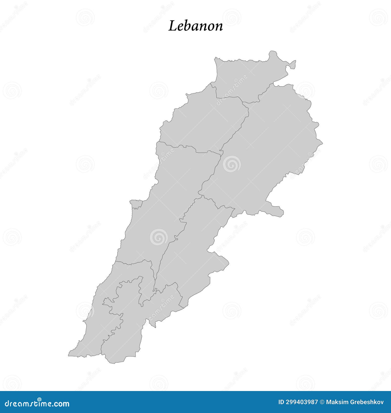 Simple Flat Map of Lebanon with Borders Stock Vector - Illustration of ...