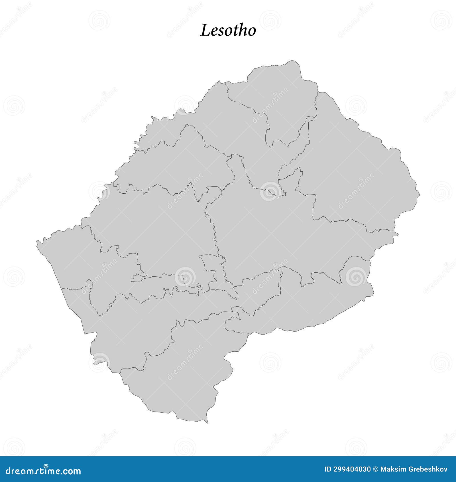 Simple Flat Map of Lesotho with Borders Stock Vector - Illustration of ...