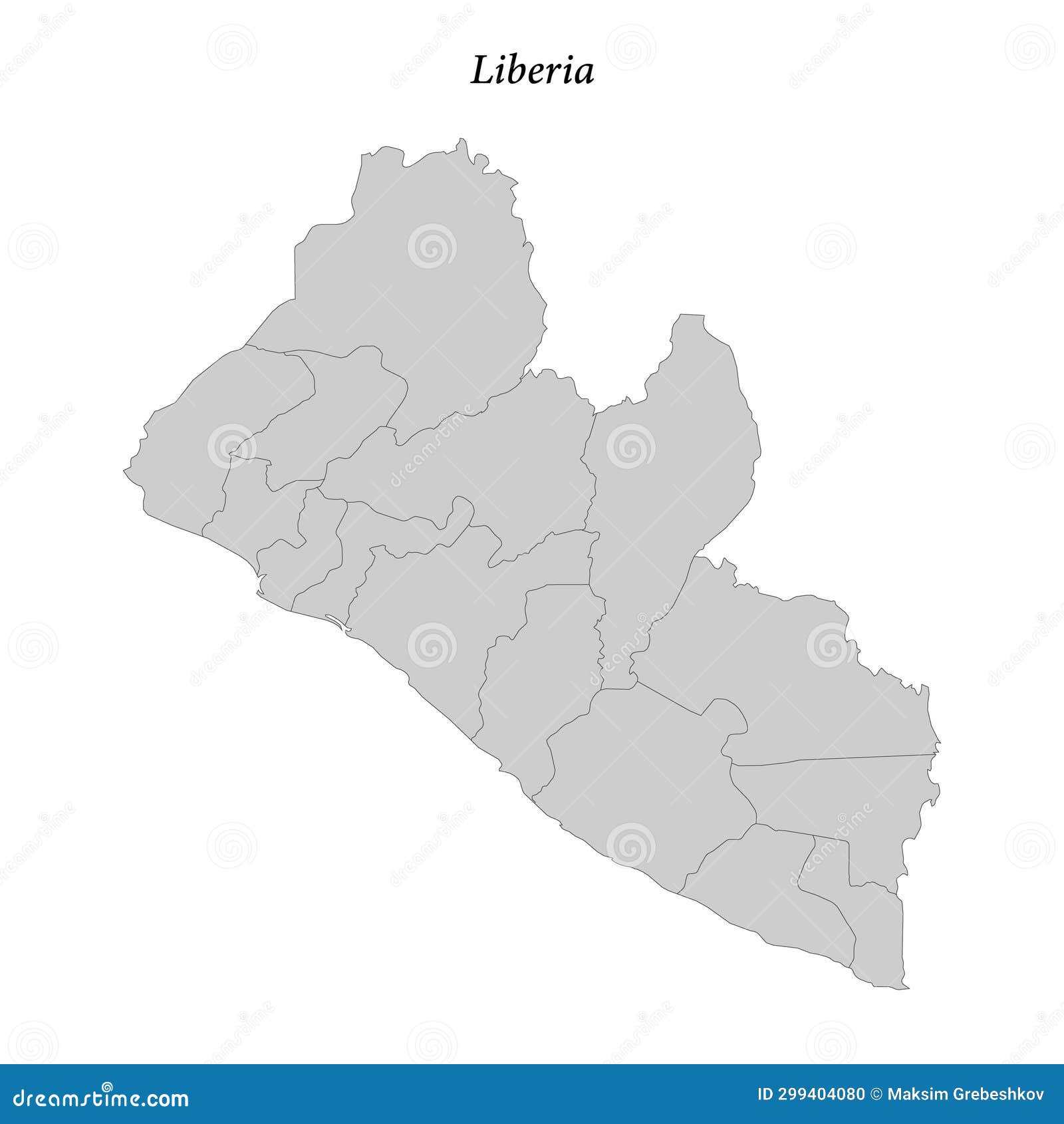 Simple Flat Map of Liberia with Borders Stock Vector - Illustration of ...