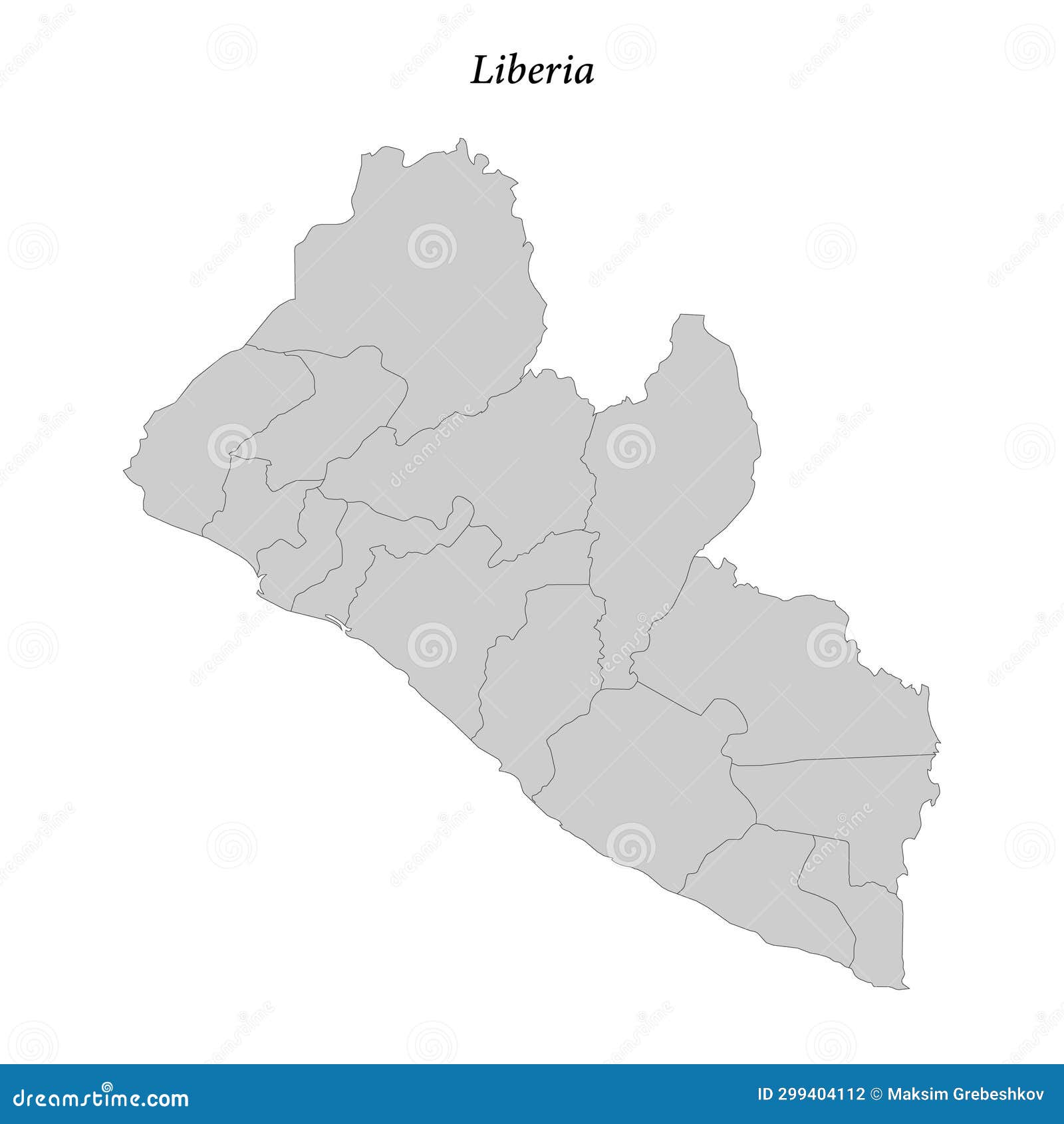 Simple Flat Map of Liberia with Borders Stock Illustration ...
