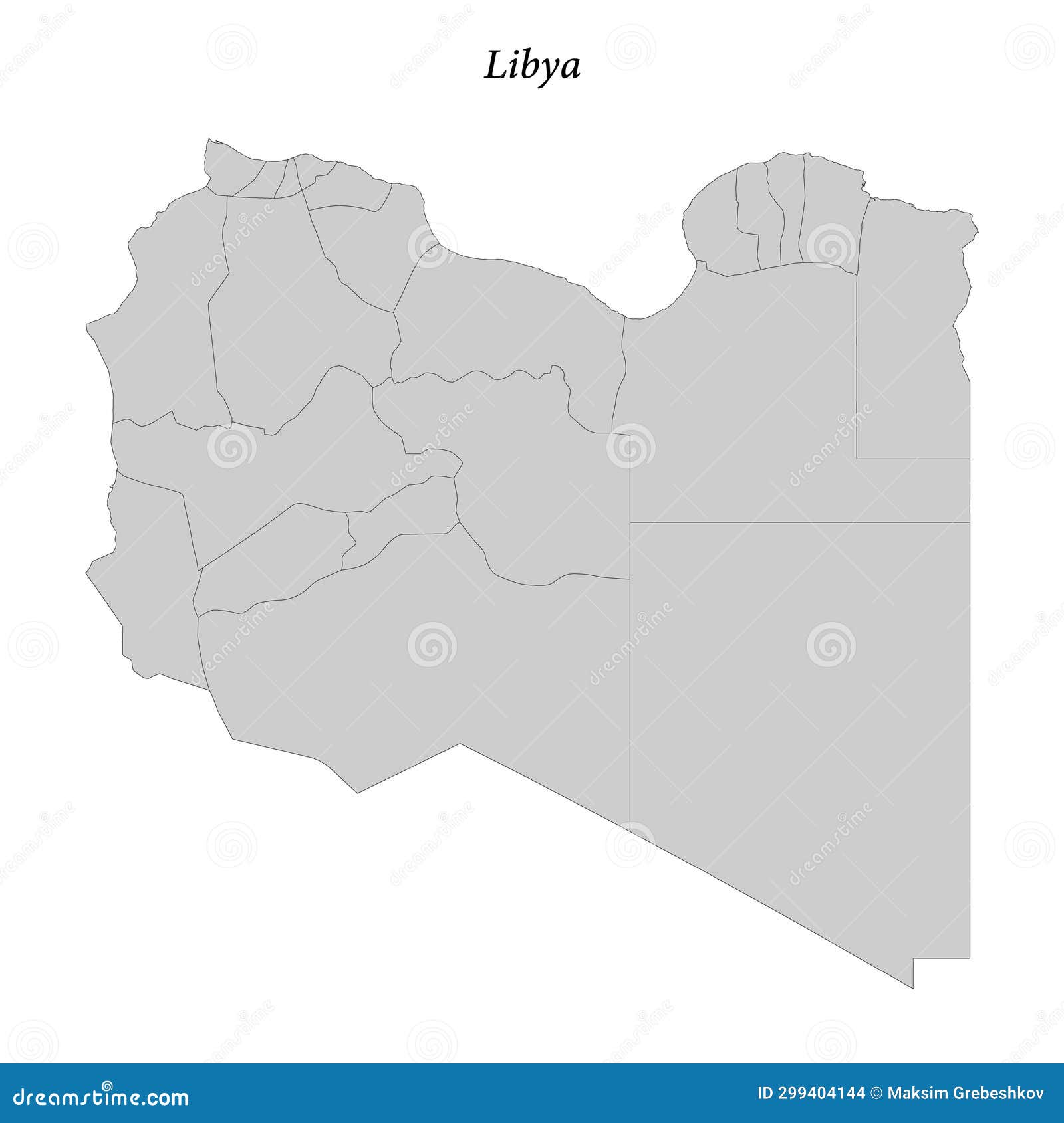 Simple Flat Map of Libya with Borders Stock Illustration - Illustration ...