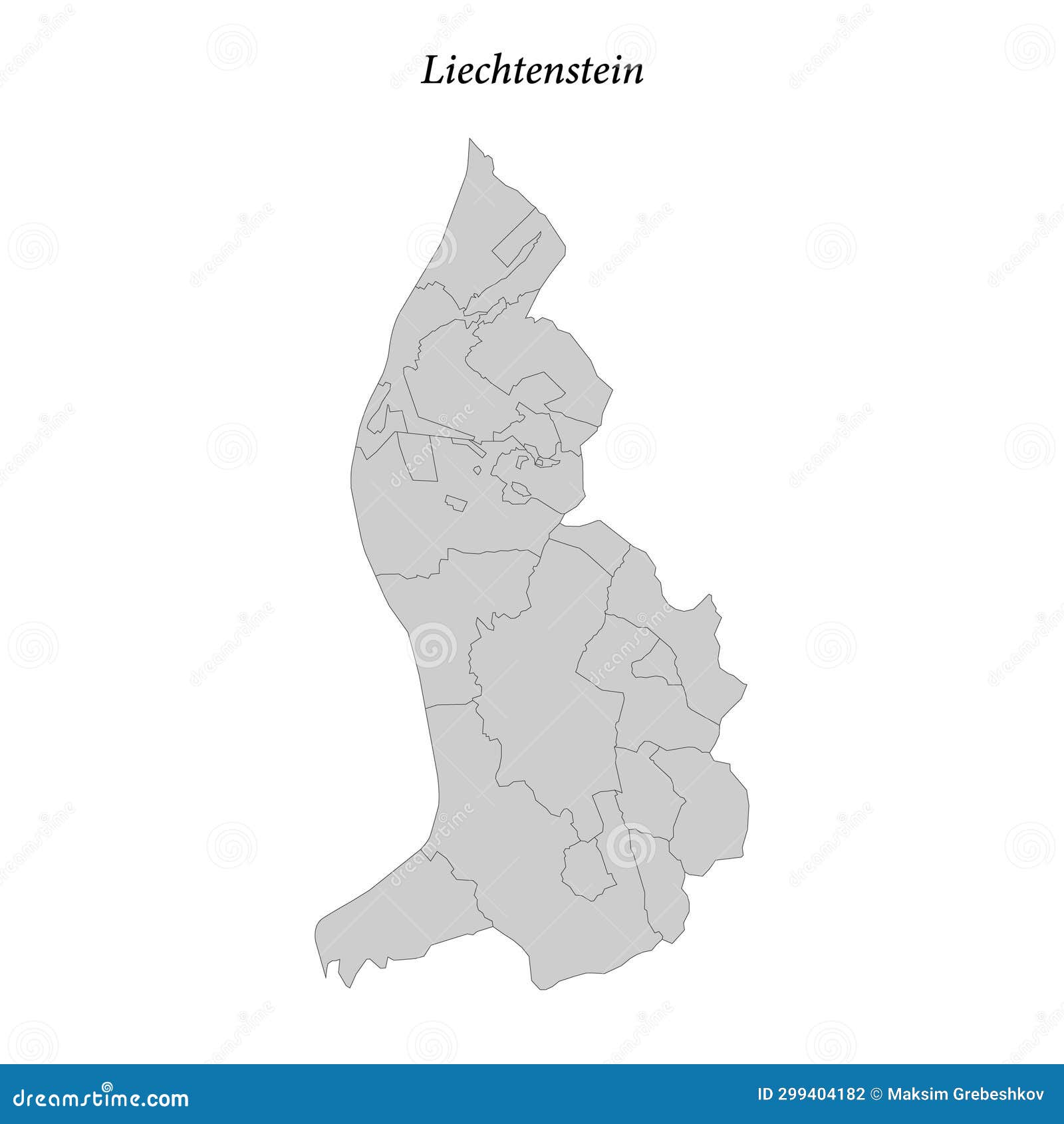 Simple Flat Map of Liechtenstein with Borders Stock Illustration ...