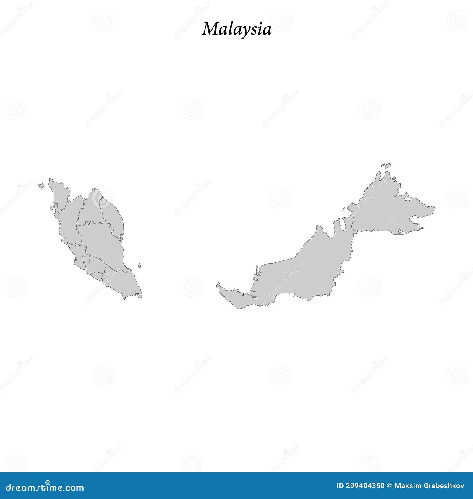 Simple Flat Map of Malaysia with Borders Stock Illustration ...