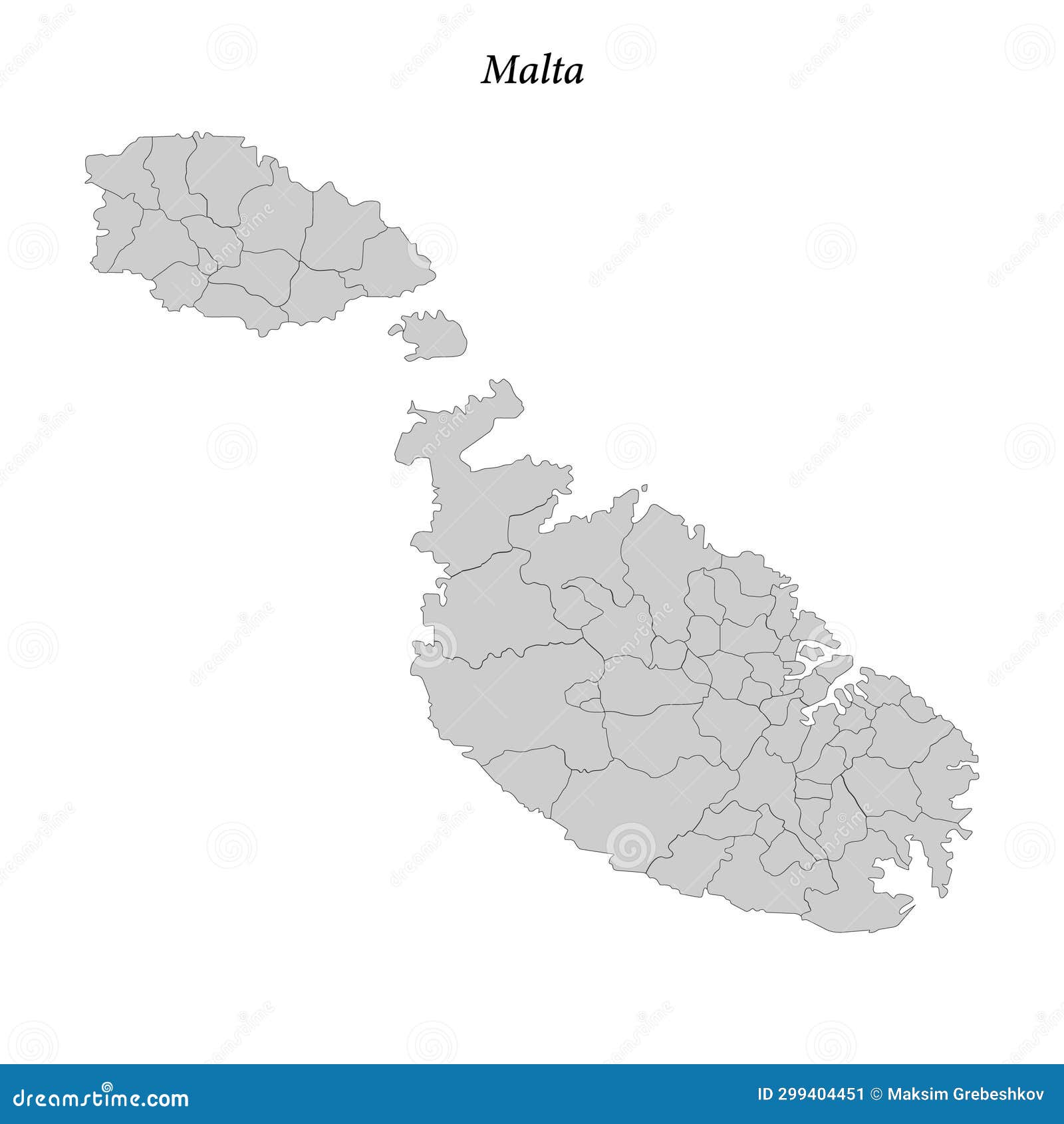 Simple Flat Map of Malta with Borders Stock Vector - Illustration of ...